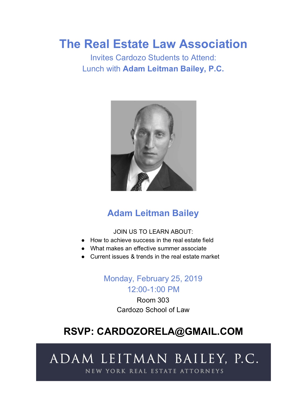 Adam Leitman Bailey Speaks to Cardozo Law Students About a Career in ...